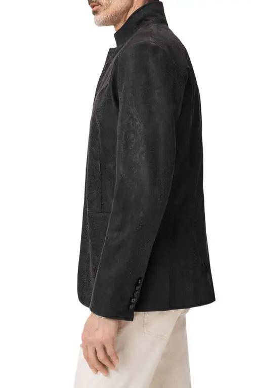 John Varvatos Woodward Tooled Paisley Goat Suede Jacket - Charcoal