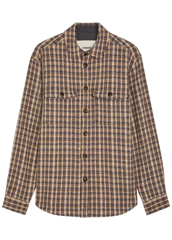 VOWELS Checked Wool And Mohair-blend Overshirt - Multicoloured