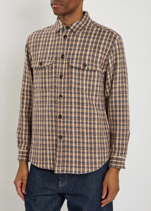 VOWELS Checked Wool And Mohair-blend Overshirt - Multicoloured