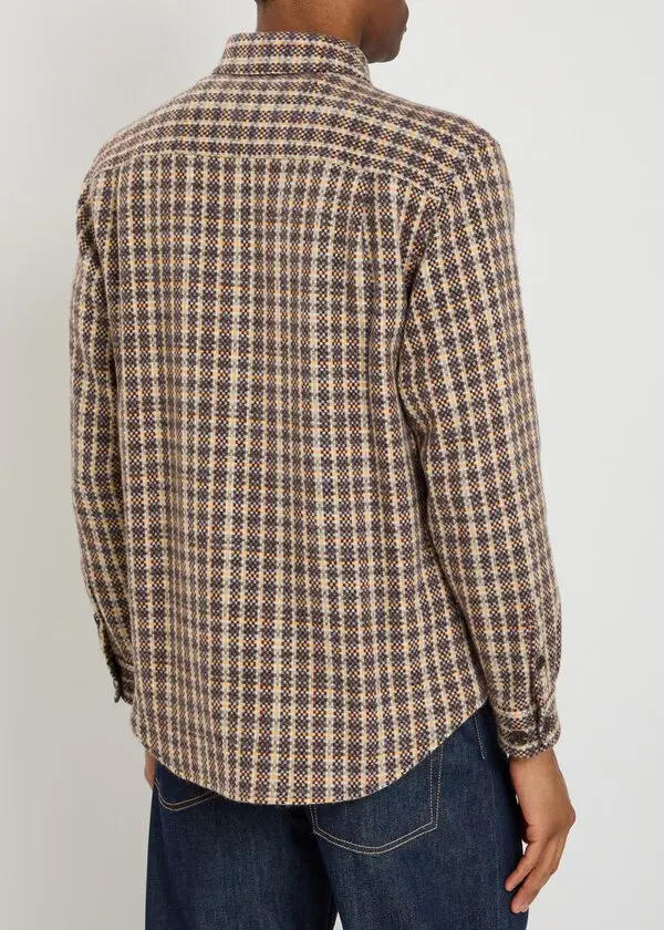 VOWELS Checked Wool And Mohair-blend Overshirt - Multicoloured