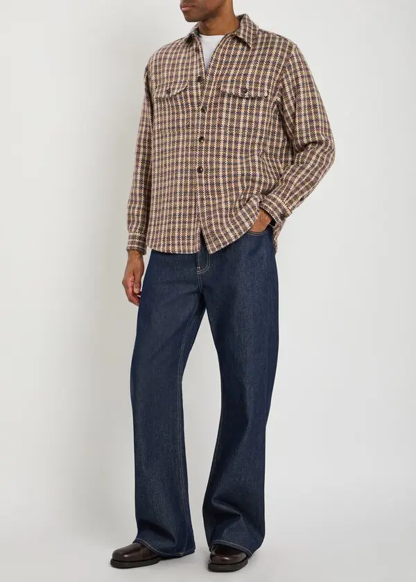 VOWELS Checked Wool And Mohair-blend Overshirt - Multicoloured