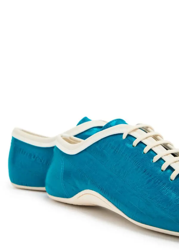 Dries Van Noten Crinkled Leather Lace-up Sneakers - Blue