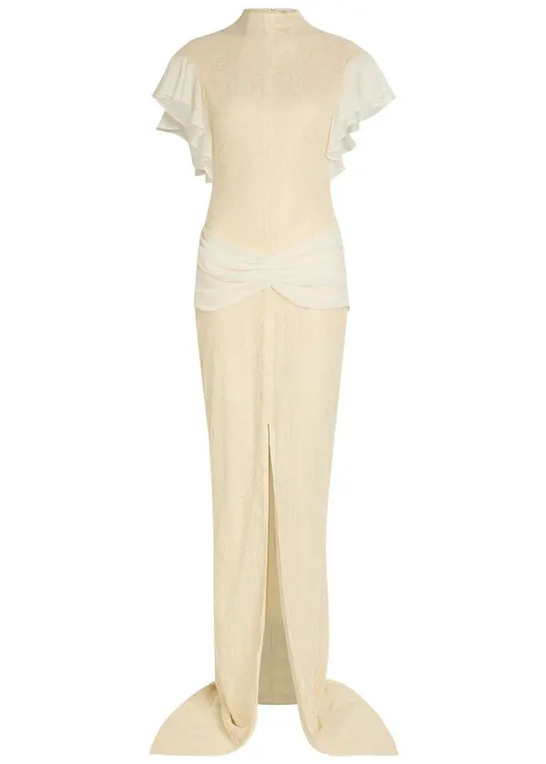 DE LA VALI Noor Ruffled Lace Maxi Dress - Ivory