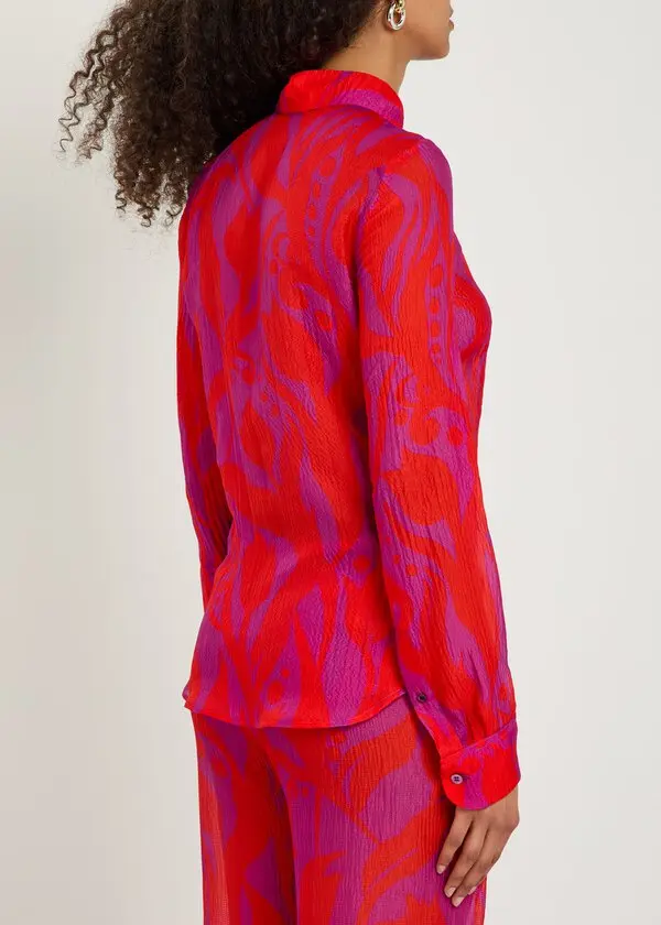 Dries Van Noten Printed Silk Shirt - Fuchsia