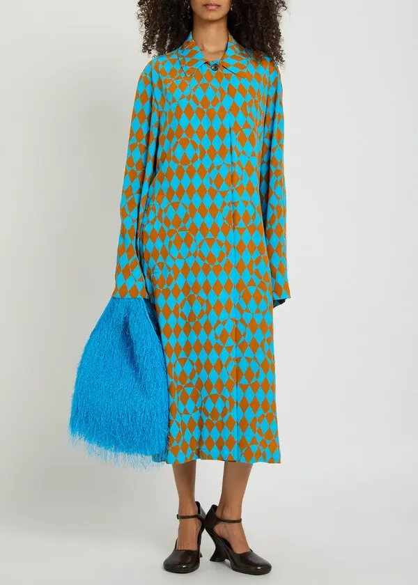 Dries Van Noten Raltona Patterned Crepe Coat