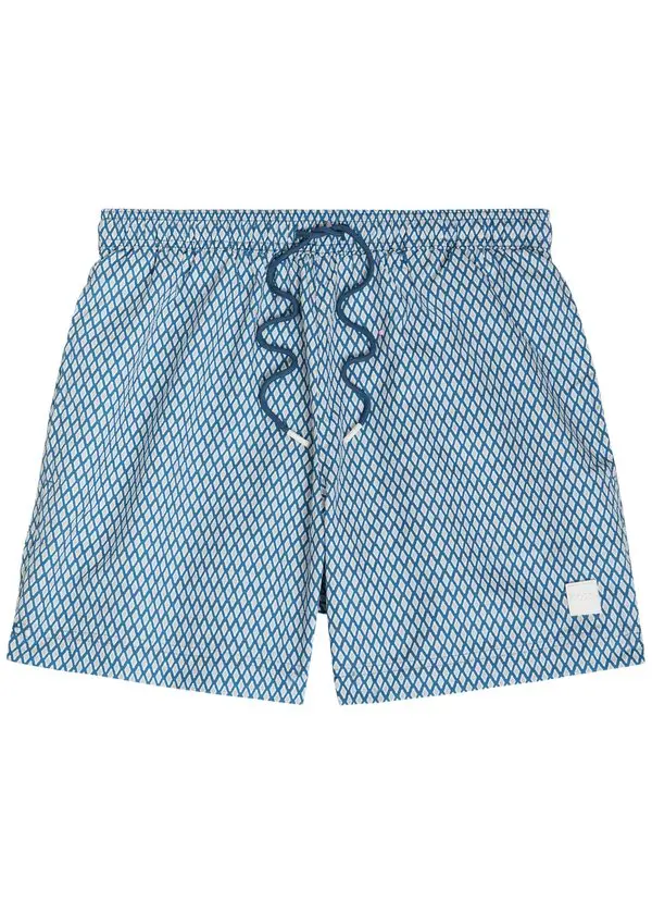 BOSS Patterned Swim Shorts - Blue