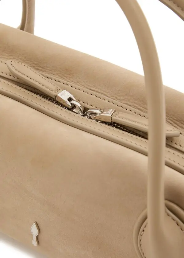 CHRISTIAN LOUBOUTIN Venus Nubuck Top Handle Bag - Cream