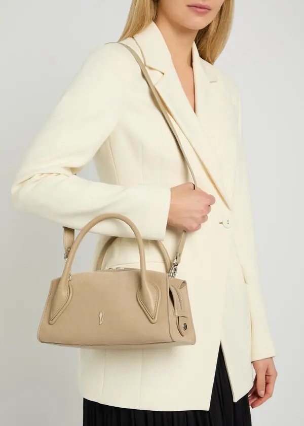 CHRISTIAN LOUBOUTIN Venus Nubuck Top Handle Bag - Cream
