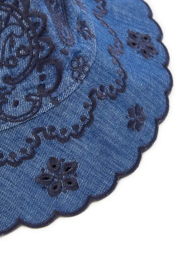 Zimmermann Embroidered Denim Bucket Hat