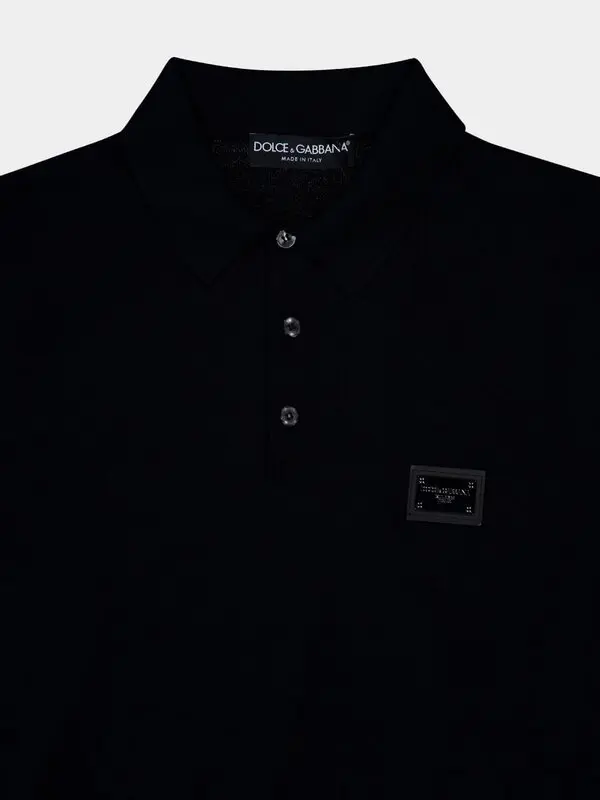 Dolce & Gabbana Dg Essentials Wool Polo Shirt - Black