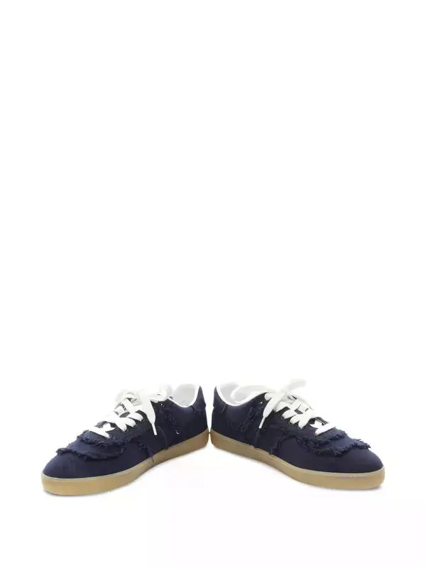 Miu Miu Navy Lace-up Sneakers With Frayed Trim