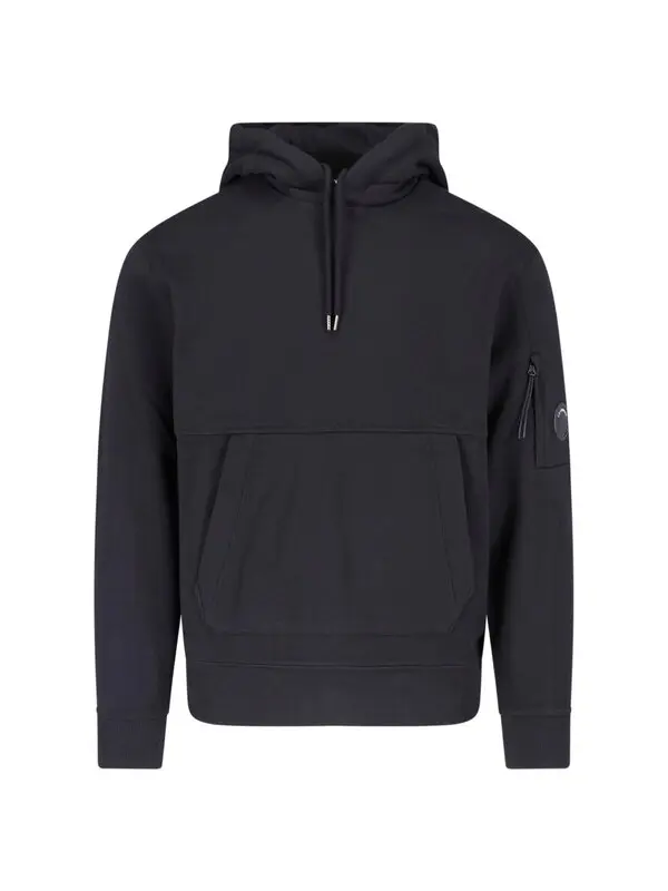 C.P. COMPANY Polo Ralph Lauren Logo Embroidered Cotton Blend Hoodie - Black
