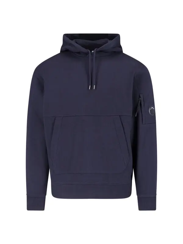 C.P. COMPANY Hooded Sweatshirt With Logo Detail - Blue