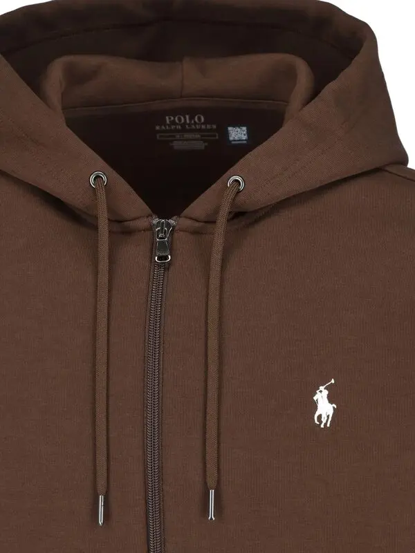 Polo Ralph Lauren Logo Embroidered Cotton Blend Hoodie - Brown