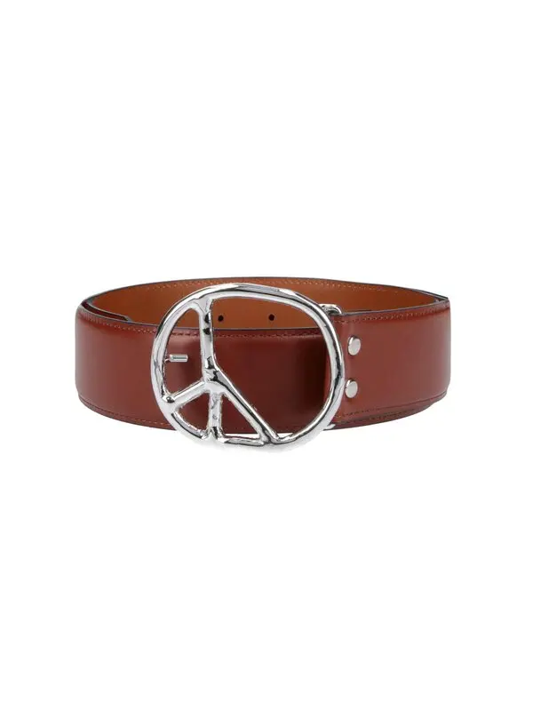 Needles Peace Buckle Leather Belt - Brown