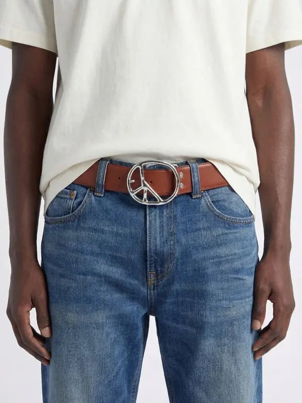 Needles Peace Buckle Leather Belt