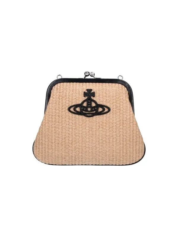 VIVIENNE WESTWOOD Shoulder Bag With Embossed Logo - Beige