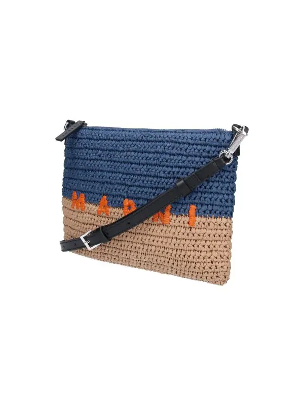 Marni Pouch With Embroidered Logo - Blue