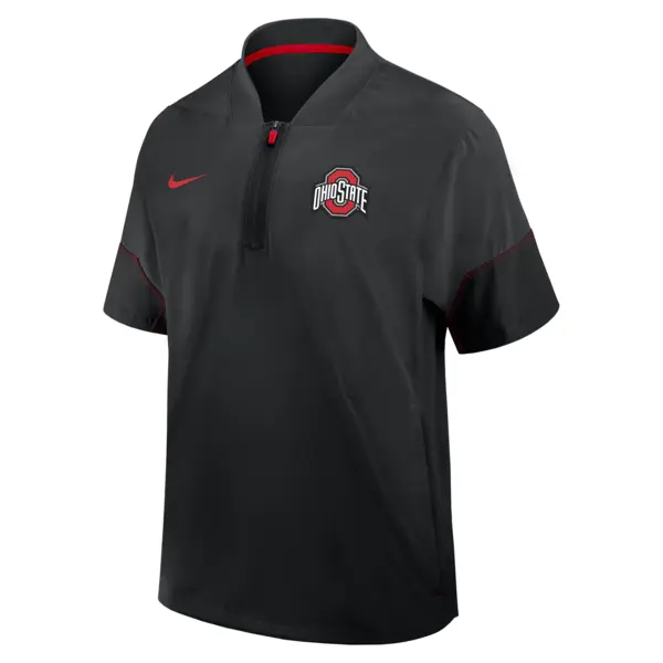 Nike Ohio State Sideline Coach College 1/2-zip Short-sleeve Hooded Jacket - Black