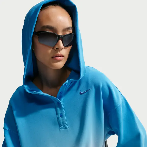 Nike Sportswear Phoenix Fleece Oversized Henley Hoodie - Blue