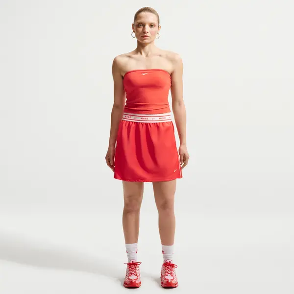 Nike Satin Skirt With Jacquard Waistband - Red