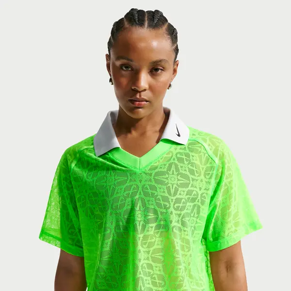 Nike Sportswear Loose Lace Polo Jersey Top - Green