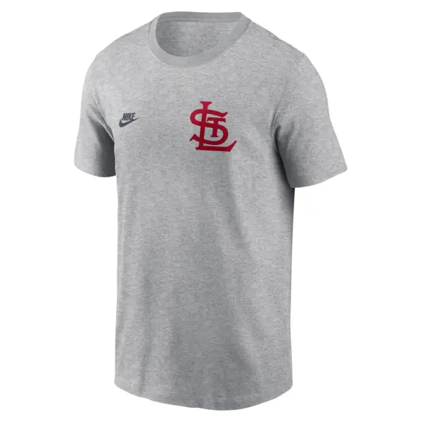 Nike St. Louis Cardinals Cooperstown 2-hit Logo Mlb T-shirt - Grey
