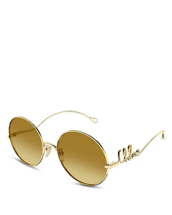 Chloé Round Frame Sunglasses, 56mm - Gold/brown