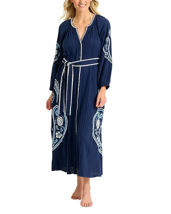 Tommy Bahama Mykonos Embroidered Dress Swim Cover-up - Mare Navy