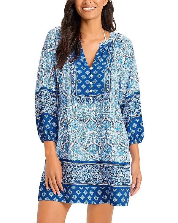 Tommy Bahama Noble Pineapple Short Dress Swim Cover-up - Indigo Tide