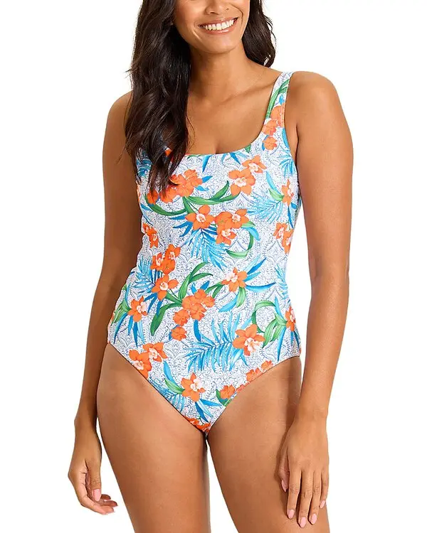 Tommy Bahama Goa Tropical Reversible One Piece Swimsuit - White Rev