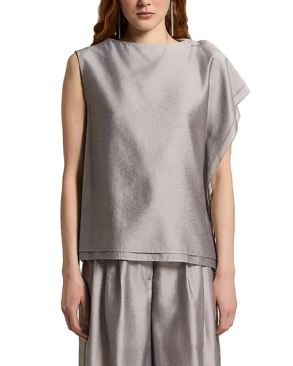 Peserico One Sleeve Blouse - Gray