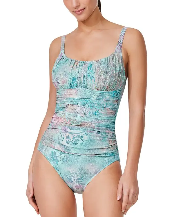 GOTTEX Souk Scoop Neck Shirred Bust One Piece Swimsuit