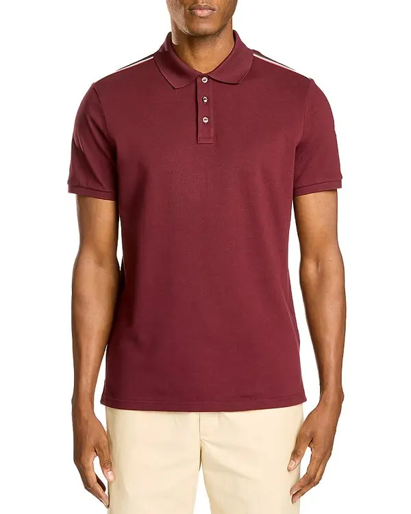 Moncler Short Sleeve Stripe Polo Shirt - Dark Red