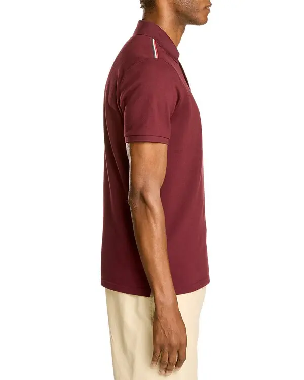 Moncler Short Sleeve Stripe Polo Shirt - Dark Red