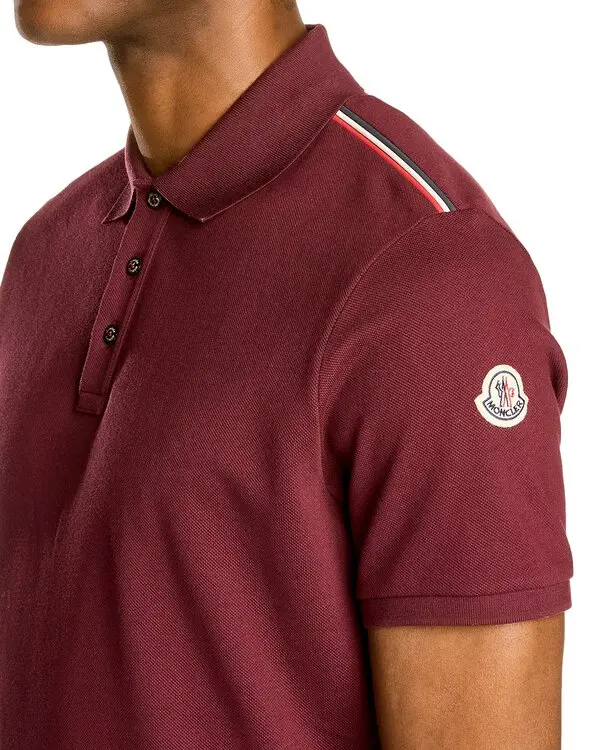 Moncler Short Sleeve Stripe Polo Shirt - Dark Red