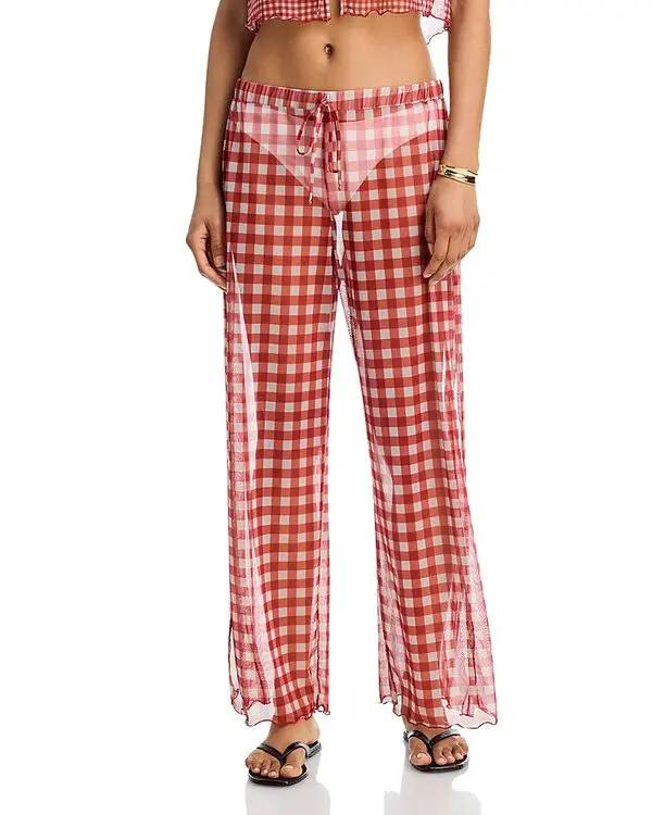 Aqua Mesh Cover Up Pants Exclusive - Gingham