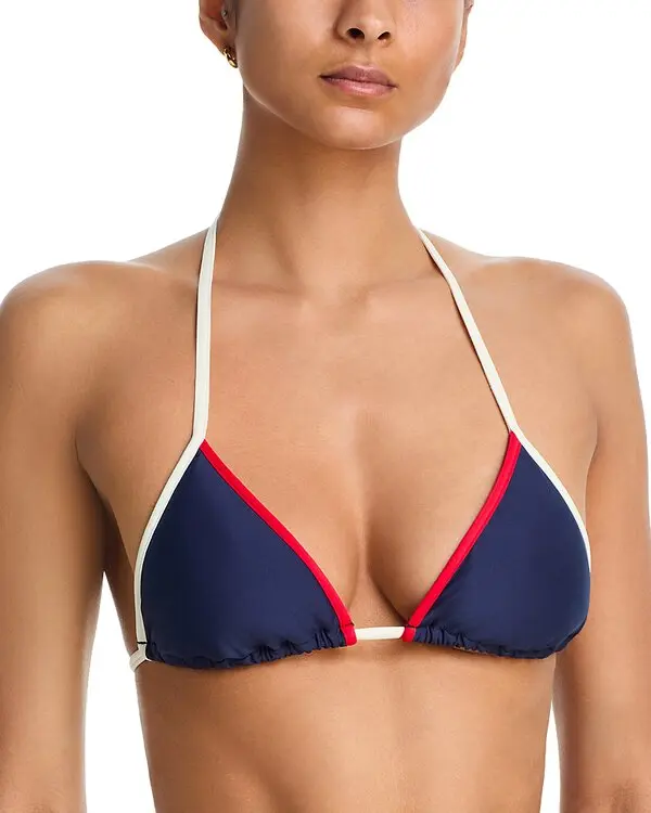 Aqua Triangle Bikini Top - Blue/coral