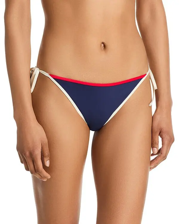 Aqua String Bikini Bottom - Blue/coral
