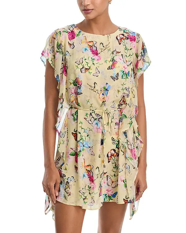 L'Agence Alia Garden Butterflies Tunic Dress Swim Cover-up - Multi