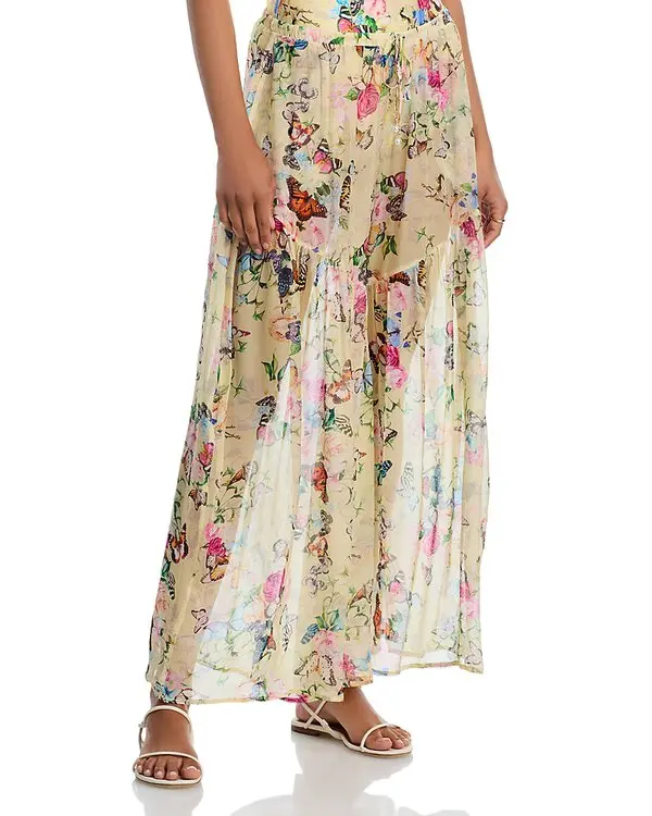 L'Agence Garden Butterflies Sharon Wide Leg Swim Cover-up Pants - Multi