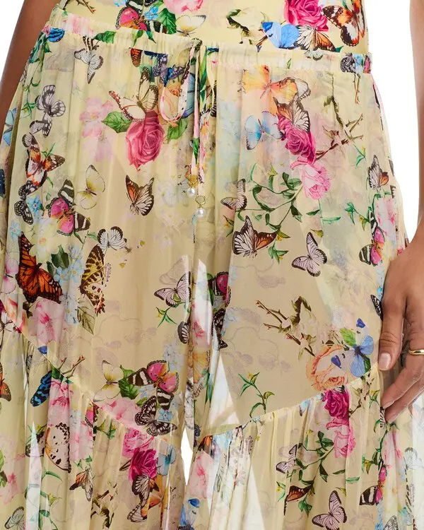 L'Agence Garden Butterflies Sharon Wide Leg Swim Cover-up Pants - Multi