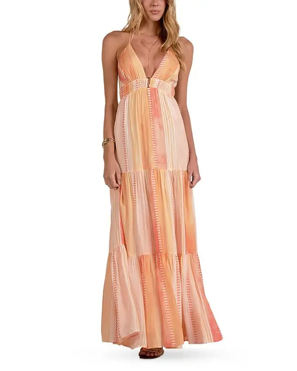 Elan V Neck Maxi Dress Swim Cover-up - Coral Strovia