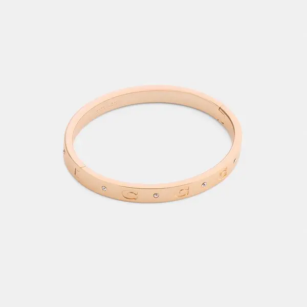 COACH Repeated C Hinged Bangle - Rose Gold