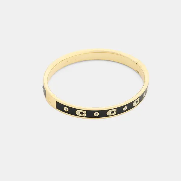 COACH Repeated C Hinged Bangle - Gold/black