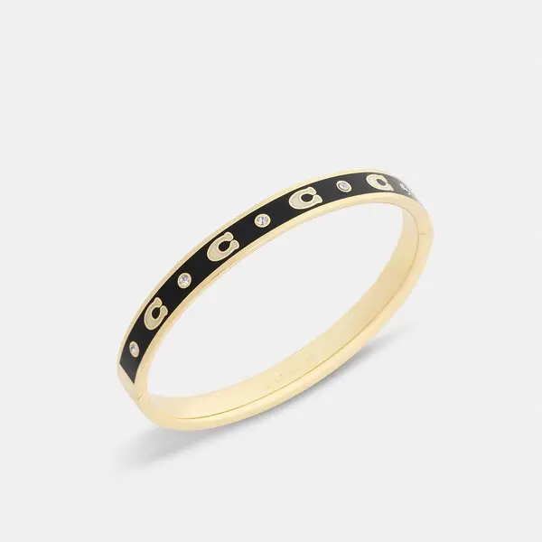 COACH Repeated C Hinged Bangle Bracelet - Gold/black