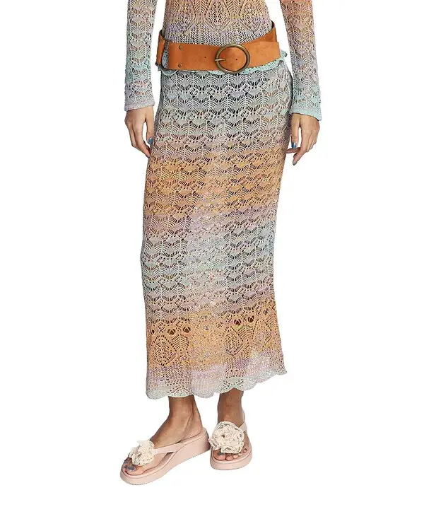 Anna Sui Ombre Space Dye Crochet Maxi Skirt