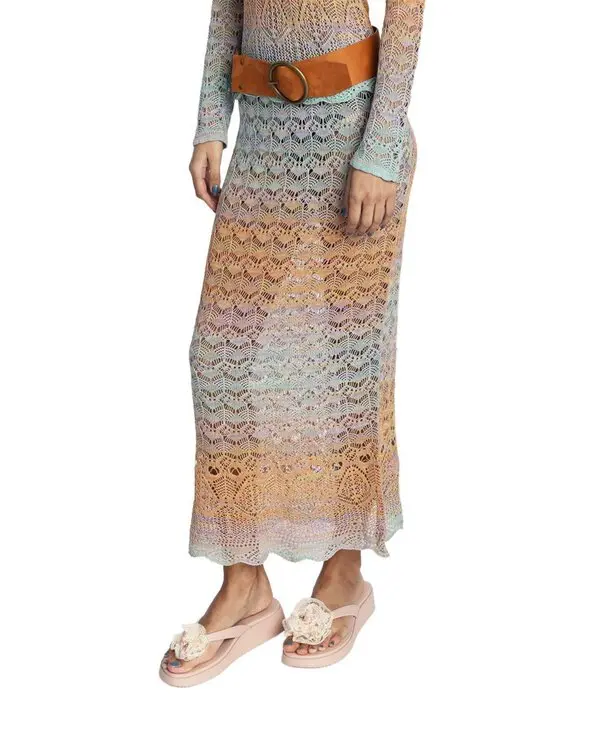 Anna Sui Ombre Space Dye Crochet Maxi Skirt