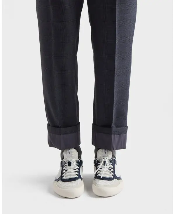 Prada Speedrock Patent Leather And Mesh Sneakers - Blue