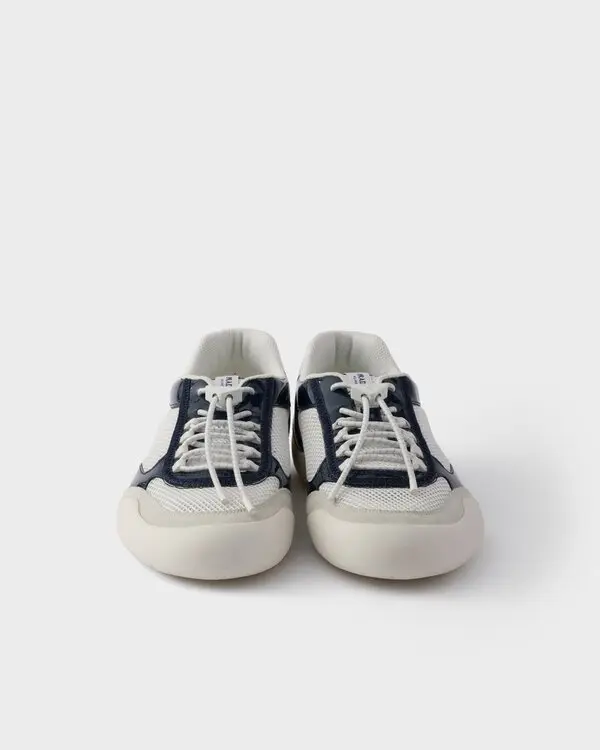 Prada Speedrock Patent Leather And Mesh Sneakers - Blue